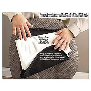 Master Caster 92061 Deluxe Lumbar Support Cushion W/Memory Foam, 12 1/2W X 2 1/2D X 7 1/2H, Black