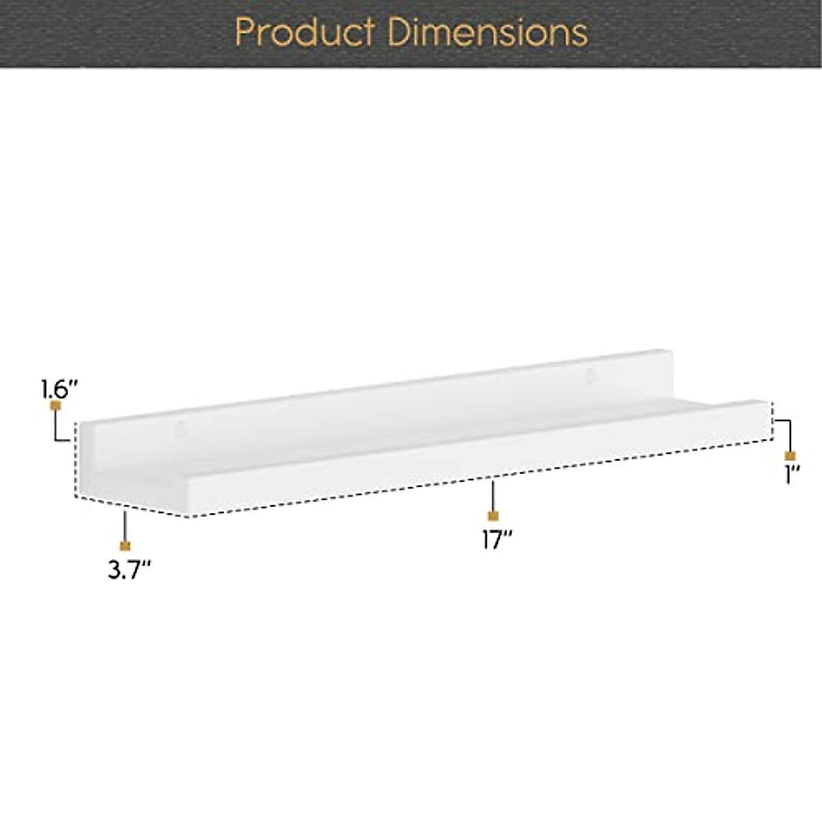 You Have Space Lagos 17" Kids Bookshelf, Picture Ledge Shelf for Living Room Decor, Office Decor and Farmhouse Kitchen Decor, White Set of 4