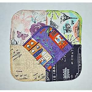 1 Ply Printed Flannel 8x8 Inches Set of 5 A Day In Paris