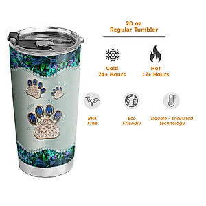 20oz Green Jade Jewelry Cat Mom Tumbler, World's Best Cat Mom Gifts for Cats Lovers, Coffee Thermos for Women, Stainless Steel Double Wall Vacuum Insulated Coffee Mug, Travel Cup with Lid
