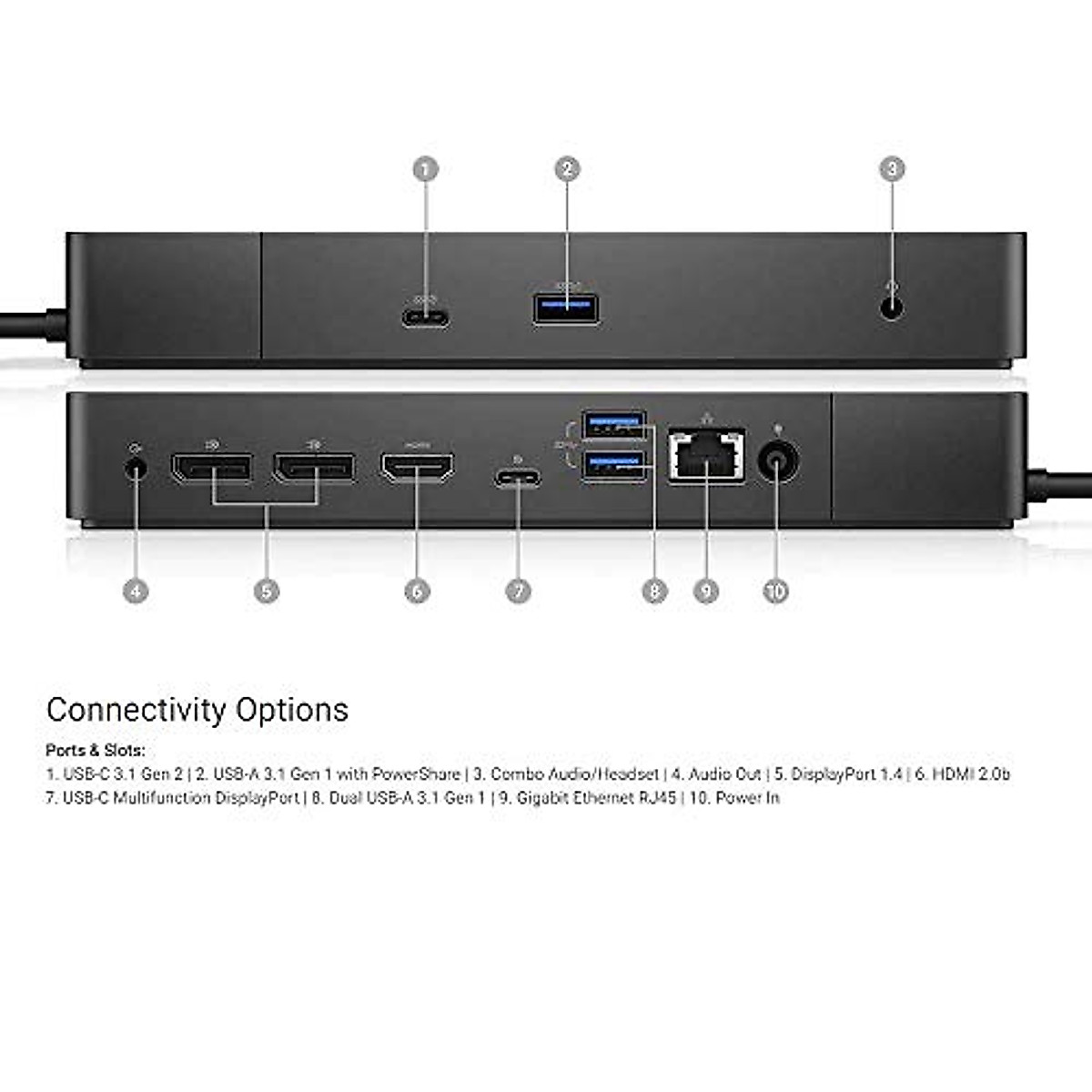 Dell WD19 130W Docking Station (with 90W Power Delivery) USB-C, HDMI, Dual DisplayPort, black