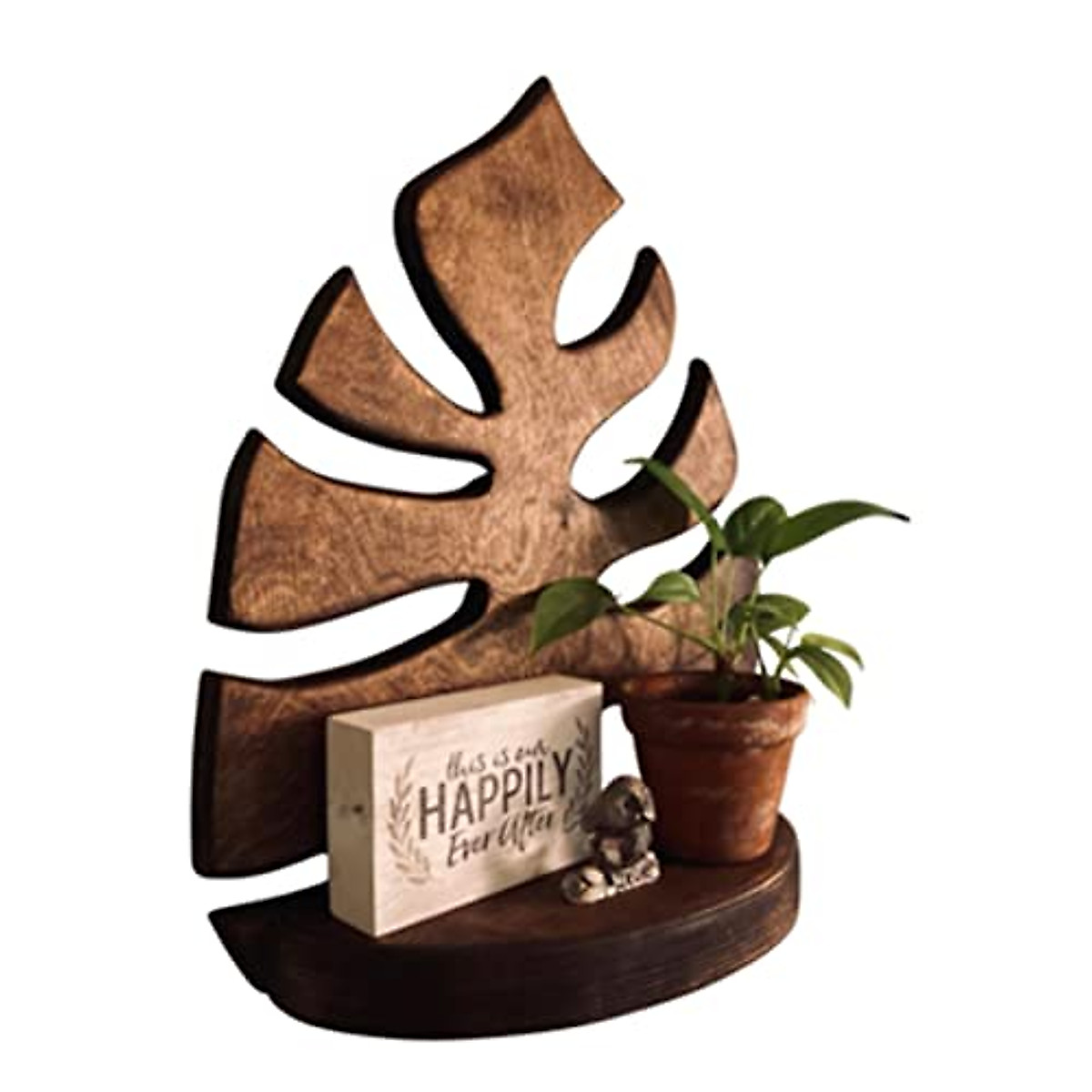 Kunpengzhao Monstera Shaped Shelf ，Monstera Leaf Shaped Wooden Wall Shelves，Floating Wall Shelf Monstera Leaf Shape，Home Shelf Display Holder for Living Room, Bedroom, Home Decor
