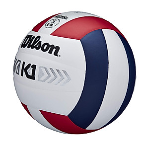 WILSON K1 Silver Indoor Game Volleyball - Official Size, Red/White/Navy