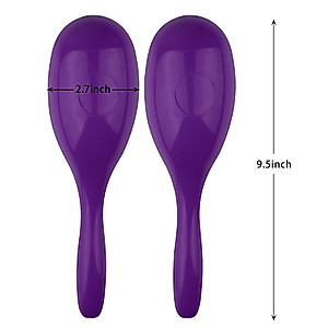 MUSCELL Maracas Loudly Noise Makers Percussion Musical Instruments,Durable ABS Plastics Large Maracas 9.5 inch for Cow Bell / Patry / Sporting Events - Purple