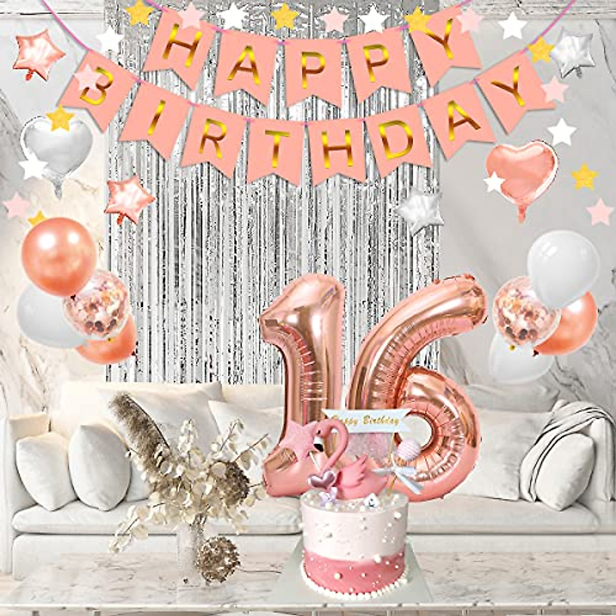 Sweet 16th Birthday Decorations for Girls 16 Birthday Decorations for Girls 16 Balloon Numbers 16th Birthday Party Decorations