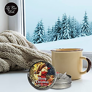 Christmas Tea Gift Set by La Tea Dah | Two Adorable Santa Tea Tins with Fancy Tea & Two Honey Stirrers | Novelty Holiday Stocking Stuffers for Adults | Secret Santa Gifts for Women & Men