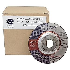 Benchmark Abrasives 4-1/2" Aluminum Oxide Depressed Center Thin Cut Off Wheel .040" Thick 7/8"Arbor, Metal Cutting Grinding Wheel, Angle Grinding Cutting Wheel - 50 Pack