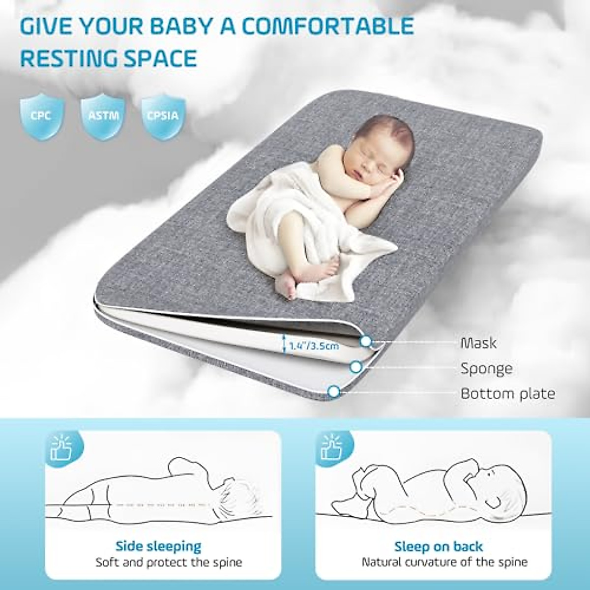 Ixdregan 3 in 1 Bassinet - Baby Bassinet with Comfy Mattress, 2023 New Bassinet Bedside Sleeper, Portable Bedside Bassinet for Baby Girl Boy with Wheels, Easy to Assemble (Grey)