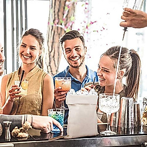 Pack of 2 Professional Lewis Bags and 1 Piece Ice Mallet Set-15.3 × 8.6 Inch Reusable Canvas Crushed Ice Bags with Wooden Mallet for Home Party Bar Kitchen Dried Ice Crushing