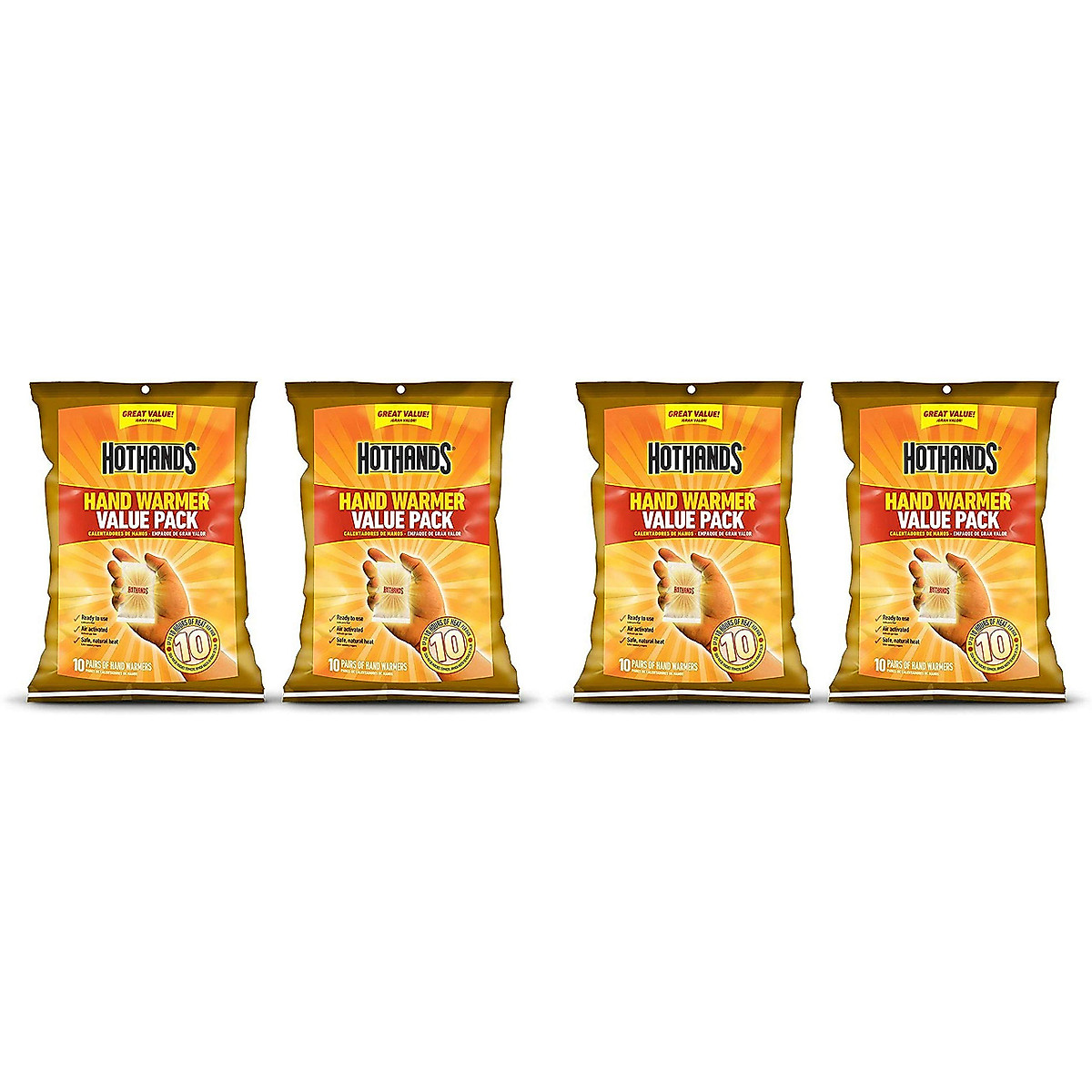 HotHands Hand Warmers - Long Lasting Safe Natural Odorless Air Activated Warmers - Up to 10 Hours of Heat - 20 Pair Value Pack Pack of 2