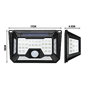 DHAEY 1pack Led Street Lighting 100W Solar Light 66 LEDs 4 Side Outdoor Solar PIR Motion Sensor Garden Wall Lamp 3 Mode Lamp Waterproof IP65 Luopan Tracking Lighting