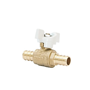1/2-in Brass Pex Ball Valve, 1/4 Turn Pex Shut Off Valve with White T-handle,1/2" Mini Brass Pex Barb Valve for Pex Tubing for Hot or Cold Water- (2-Pack)