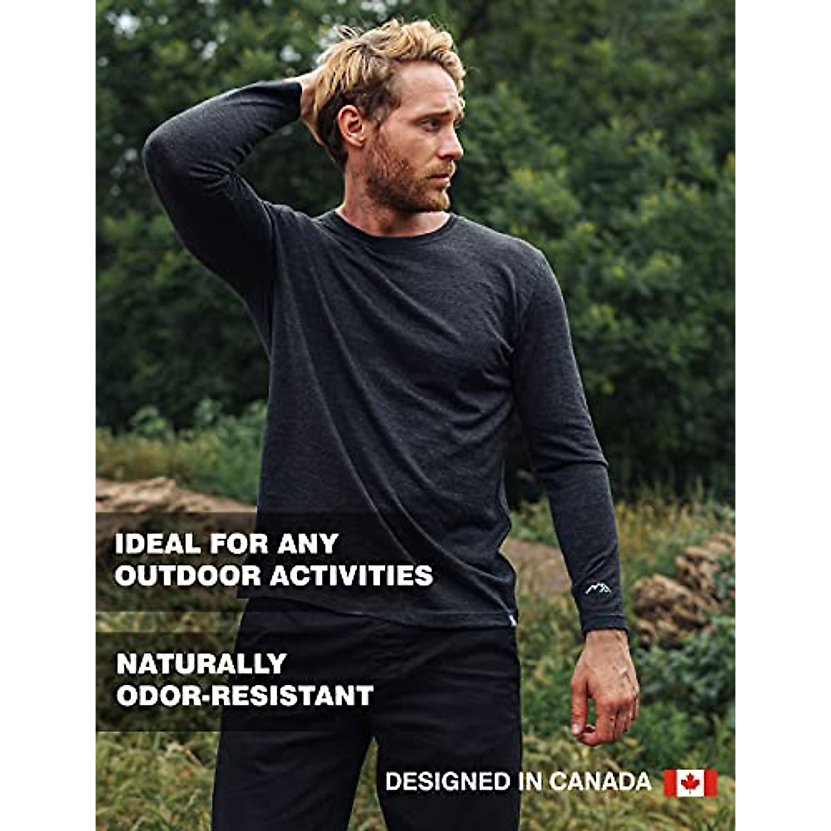 Merino.tech Merino Wool Base Layer Mens Set - Lite Merino Wool Thermal Underwear For Men Top, Bottom (Small, 165 LITE Charcoal Grey)