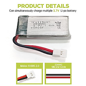 sea jump 5PCS 3.7V 380mAh Battery+Charger for X4 H107,H107C,H107L, X11 X11C,HS170 HS170C F180C HS170G TOZO Q2020 E016H E016F FX801 V911S A120 XK A150 V966