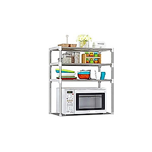JAHH Microwave Shelf Rack Kitchen Shelf Spice Rack Multifunctional Kitchen Storage Rack Bathroom Organizer Shelf Book Shoes Shelving