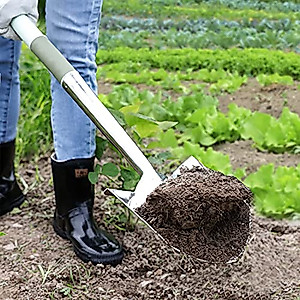 Worth Garden Shovels for Digging, 42" Short Garden Spade Shovel Round Point for Gardening & Planting, Stainless Steel Square Border Spade Heavy Duty with Plastic-Coated Steel Handle