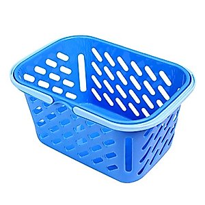 jojofuny Shopping Basket Plastic Grocery Basket with Handle Play Toy Storage Tool for Kids (Random Color)