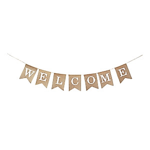 Mandala Crafts Welcome Baby Banner for Gender Neutral Baby Shower Decorations - Baby Shower Banner for Baby Shower Decor - Baby Burlap Banner Garland