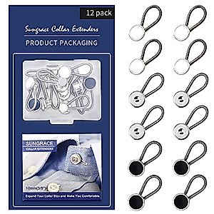 Sungrace Metal Collar and Buttons Extenders for Shirt Dress Trouser Coat (12 Pack)