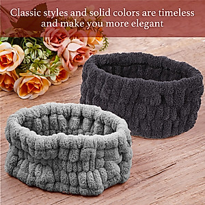 2 Pcs Spa Headband for Washing Face Wash Headband Makeup Headband For Washing Face Skincare Headbands for Women Hair Band for Washing Face Facial Headband and Spa Wrap Towel Spa Stuff (Black , Grey)