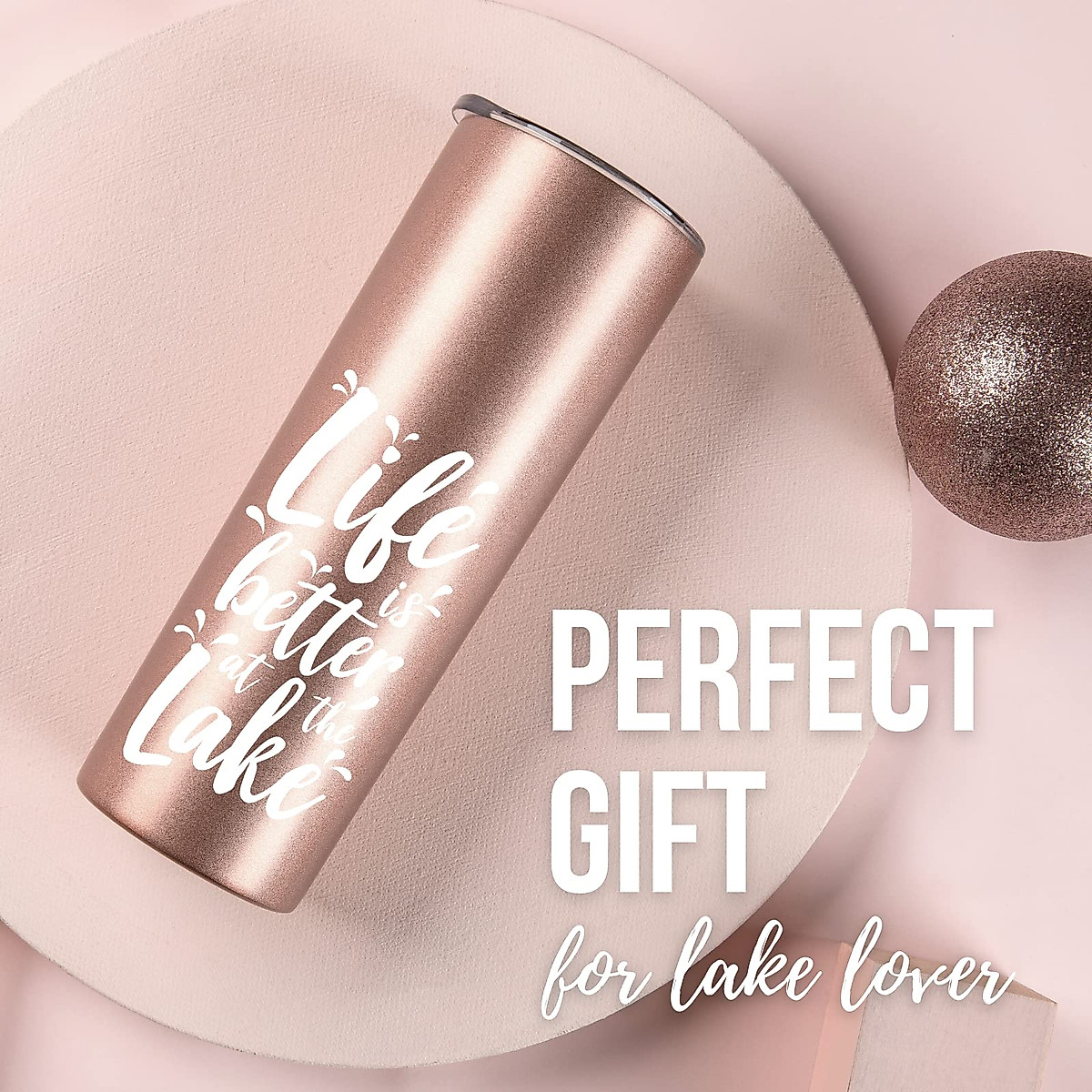 Lake Gifts for Women, Life is Better at the Lake 20oz Stainless Steel Insulated Tumbler, Housewarming Gifts for Lake House, Fishing Gifts, Perfect for Boat Owner/Lake Lovers, Lake Life Gifts