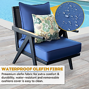 Outdoor Deep Seat Cushion Set of 2,24 x 24 Inch, Deep Seat,Back Cushion and Pillow with Removable Cover and Adjustable Straps for Chair, Sofa, and Couch