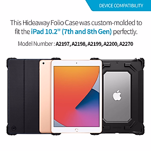 Gumdrop HideAway Folio Case Fits Apple iPad 10.2" (9th/8th/7th Gen) Designed for Office, Travel, Business and Professionals–Drop Tested, Rugged, Shockproof Bumpers for Reliable Device Protection–Black