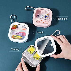 CREAMOON Hair Tie Organizer,Portable Travel Earphone Hairpin Holder,Multi-functional Cotton Swab Box Storage Box,Hair Accessory Storage,Hung Hairpin Small Article Organizer on Desktop