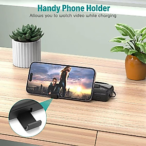Portable Charger with Built in Cables,10000mAh Slim USB C Power Bank,5 Output 3 Input LED Display High Speed External Battery Pack Travel Phone Charger for iPhone Samsung Pixel LG Moto iPad,Black