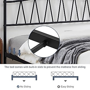 VECELO Full Metal Platform Bed Frame with M Shape Headboard/Footboard/Mattress Foundation/Under Bed Storage/No Box Spring Needed