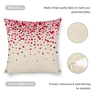 Flying Heart Romantic Throw Pillow Covers 18×18 Pillowcases Set of 2 Valentine's Day Linen Decorative Square Pillow Case Cushion Covers Standard Size for Sofa Couch Outdoor Bed Pillow Protectors