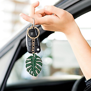 Tropical Palm Leaf Keychain Green Leaf Key Ring Tropical Party Decoration Birthday Luau Hawaiian Party Decoration
