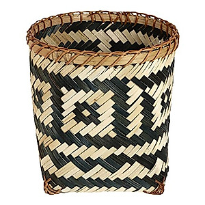 PATKAW Wicker Waste Basket Bamboo Woven Trash Can Rustic Garbage Container Bin Flower Basket for Bathroom Kitchen Home Office