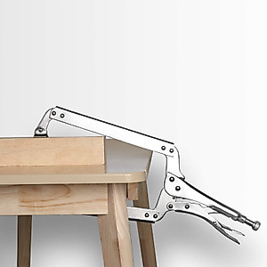 HOZEON 3 PCS 18 Inch C Clamp Welding Pliers with Swivel Pads, Heavy Duty Locking Pliers, Woodworking Clamps Set, Adjustable Nickel Plated C Pliers for Wood Working, Welding, Electrician Maintenance