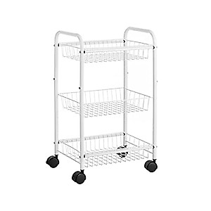 n/a 3 Tier Kitchen Trolley on Wheels with Handle Trolley for Kitchen Bathroom Cabinet White Black (Color : 2)