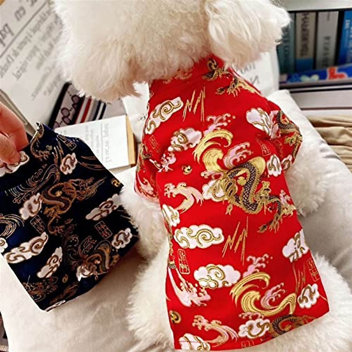 zhengbo Pet Clothes Chinese New Year Dog Tang Suit for Dogs Cheongsam Winter Dog Coat Jacket Spring Festival Pet Clothing Dogs Costume (Color : Red 1, Size : XXL)