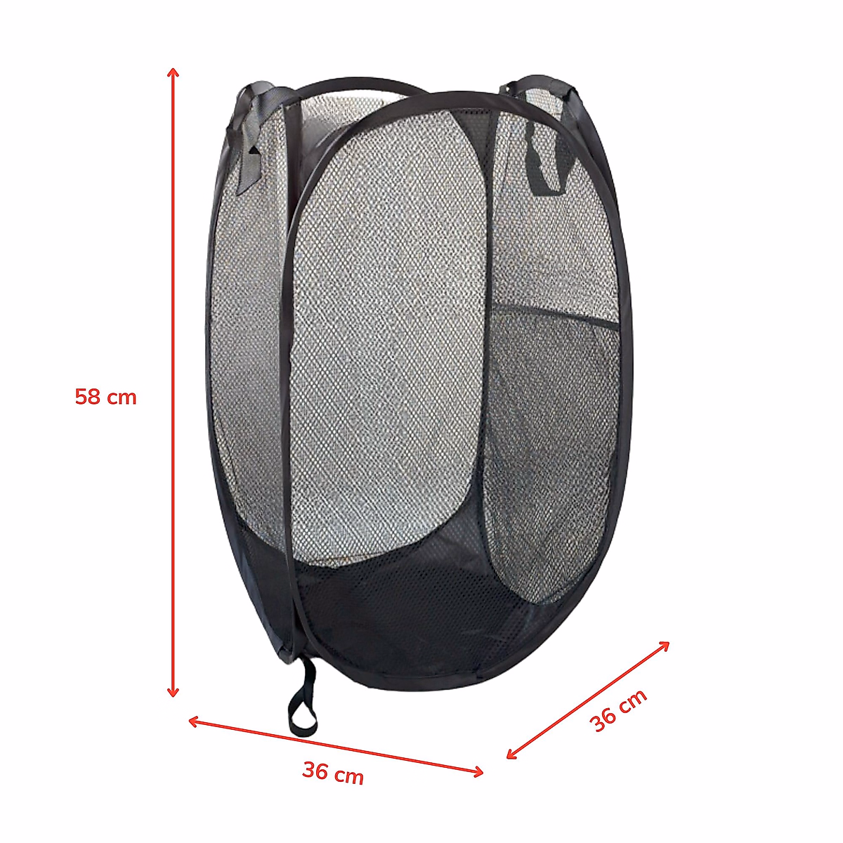 Collapsible Portable Mesh Laundry Storage Hamper - Durable, Foldable Closed Clothes Basket | Pop-up Folding Compact Washing Bag for Girl's Rooms, College Dorms, Cruises, or Travel (1PCS, Black)