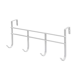 Spectrum Diversified Four Over The Door Hook, White Closet Organizer for Jackets, Coats, Hats, Purses, Scarves, Towels & Accessories, 4
