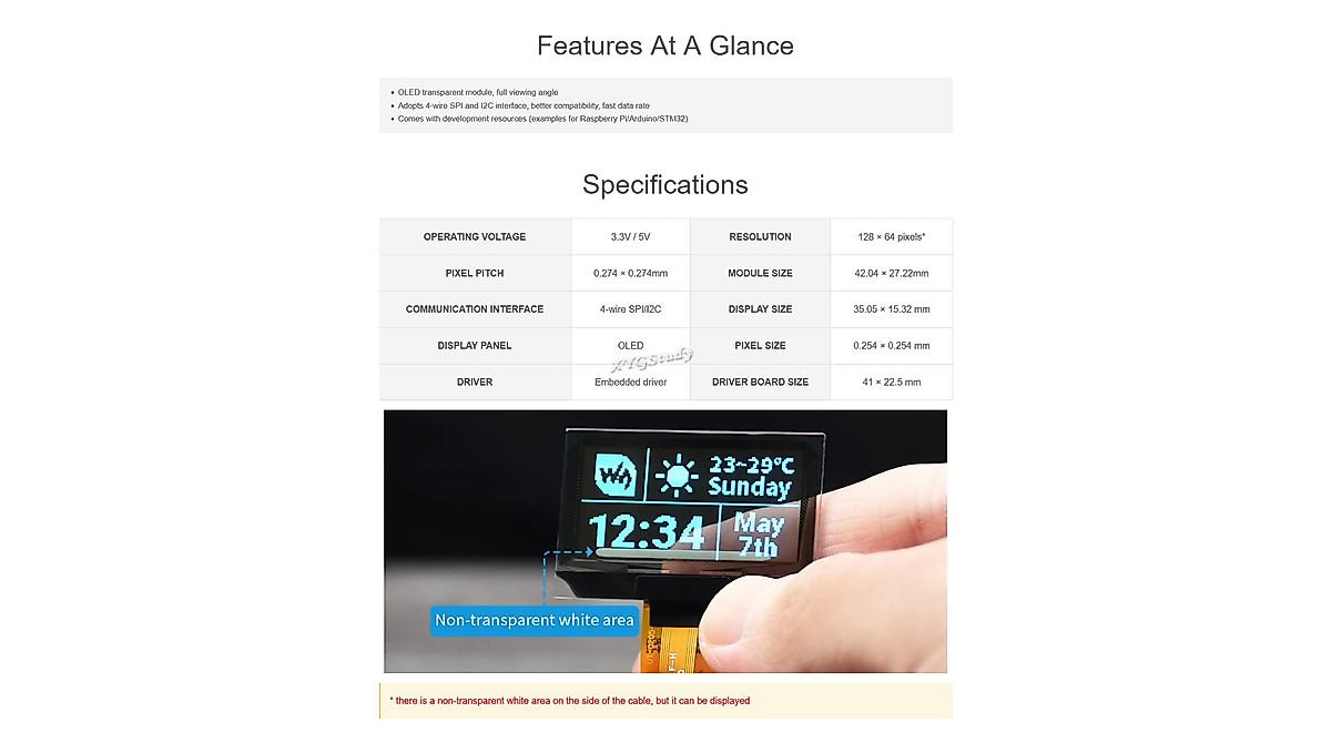 1.51" OLED Display Module for Raspberry Pi & STM32