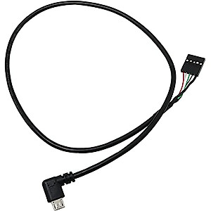 BAIRONG 90 Degree Right Angle Micro USB Male to 5 Pin Motherboard Female Adapter Extended Cable 50CM, Black