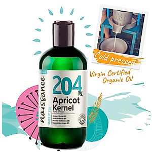 naissance Certified Organic Apricot Kernel Oil 8 fl oz - 100% Pure Natural Cold Pressed Vegan, Hexane Free, No GMO - Ideal as a Massage Base Oil - Moisturizes & Conditions Hair & Skin