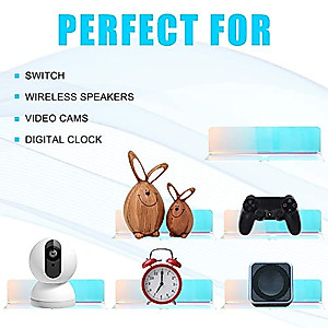 Weysat Floating Wall Shelves 9 Inch Acrylic Small Wall Shelf Hanging Shelves Adhesive Shelf Screwless Display Shelf with Cable Clips and Stickers for Bathroom, Bedroom, Office (Iridescent, 4 Pcs)