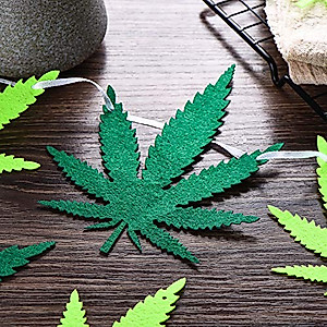 2 Pieces Pot Leaves Felt Banners Pot Leaf Weed Shaped Banners Green Weed Leaves Banner Decorations for Party Home Supplies