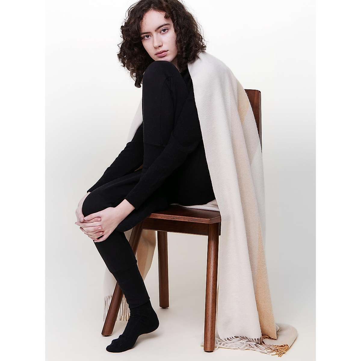 State Cashmere Unisex Ribbed Socks 100% Pure Cashmere Super Soft Bed Cuff Socks (Black, Small/US 6-11)