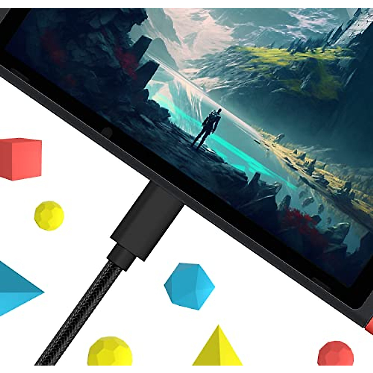 TALK WORKS USB C Charger Cable for Nintendo Switch/Lite + Switch OLED & Pro Controller - 6ft Nylon Braided USB Type C Charging Cable - Slate