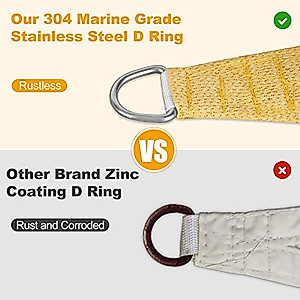 Sun Shade Sail,10'x10'x10' Triangle Sand Sail Canopy Cover with Heavy-Duty Stainless Steel Hardware Kit for Garden Patio