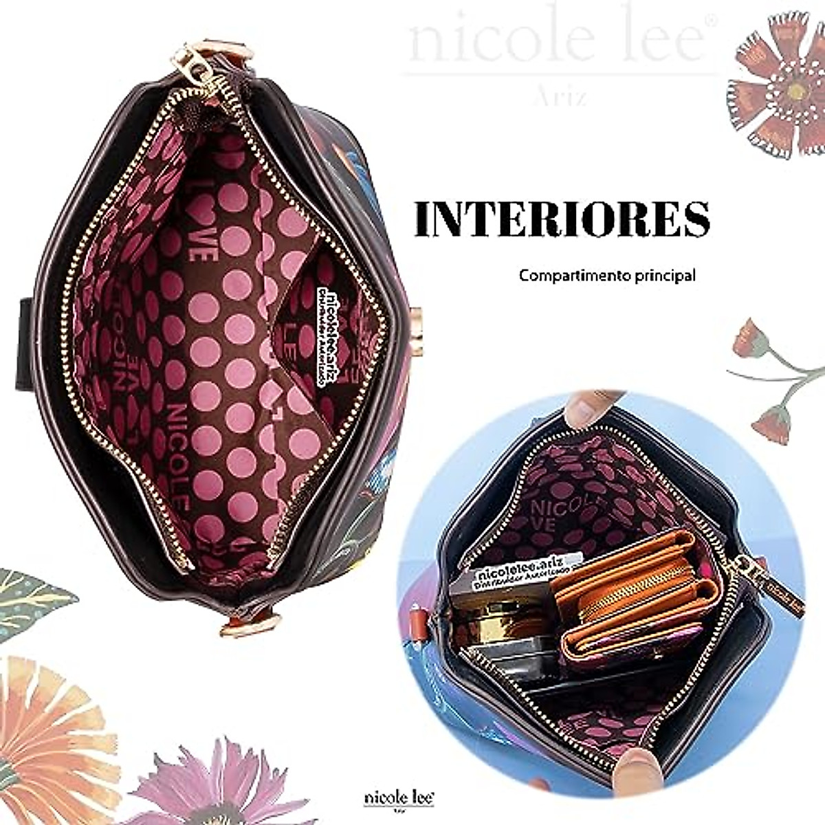 Nicole Lee Butter-Flower Black 3 Piece Set (Backpack, Crossbody, Wallet)