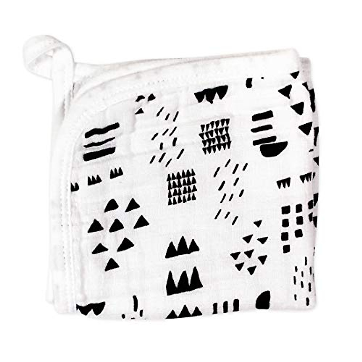 HonestBaby unisex baby 3-Piece Organic Cotton Hooded Towel & Washcloth Set Bandana, Pattern Play, One Size US