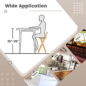 COSTWAY Folding Bamboo Bar Stools Set of 2, 24-inch Kitchen Counter Height Stools with Backrest and Footrest, Portable Bar Chairs for Home Kitchen Island Breakfast, No Assembly, Natural