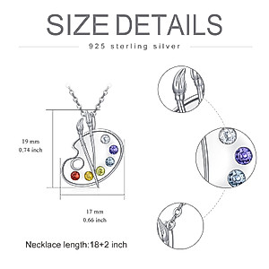 Dorunmo Art Palette Necklace Sterling Silver Art Necklace for Women Colorful Paint Necklace Art Painter Charm Necklace Future Artist Jewelry for Art Teacher Women